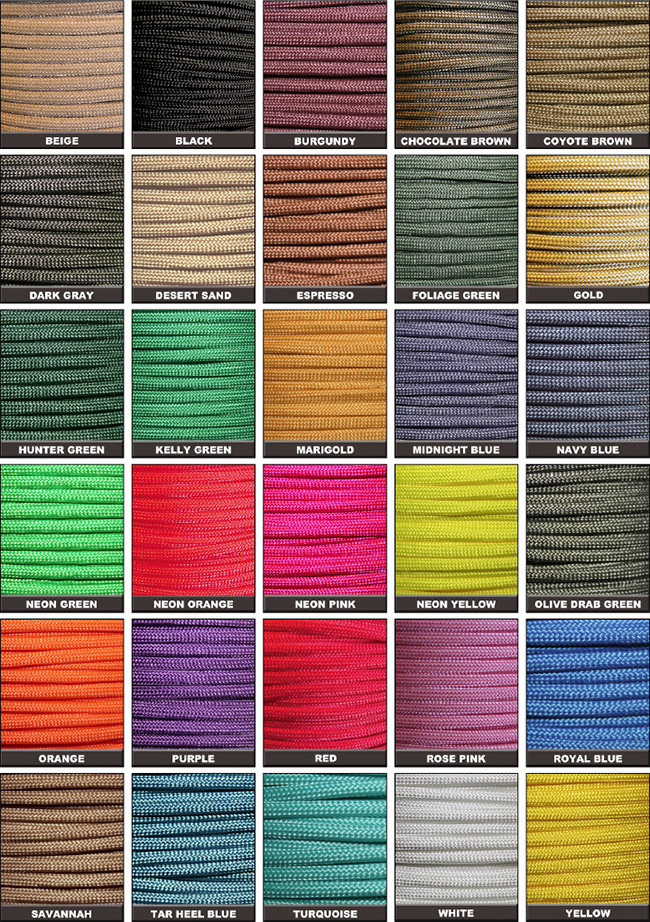 Copperhead 550 Paracord Mil Spec Type III 7 strand parachute cord 10-100 ft
